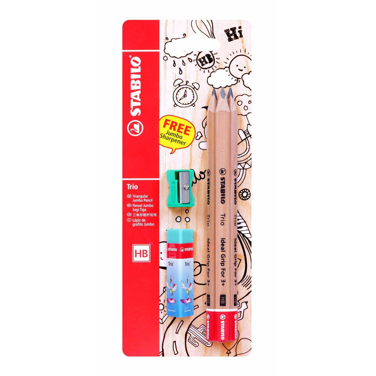 Stabilo Trio HB Triangular Jumbo Pencil 3pcs set FREE Sharpener — ACE ...